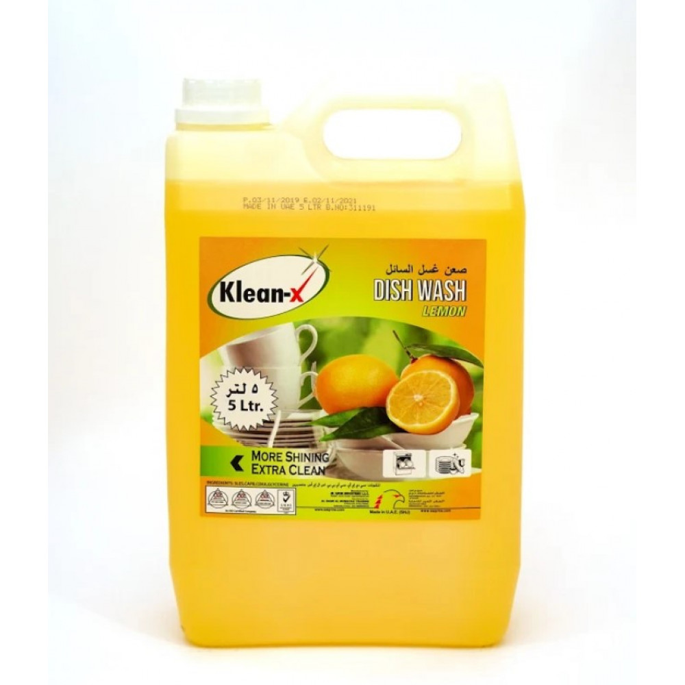 KLEAN-X DISH WASH LIQUID LEMON 5 LITER ( 4 Pieces Per Carton ) - Sinaha ...
