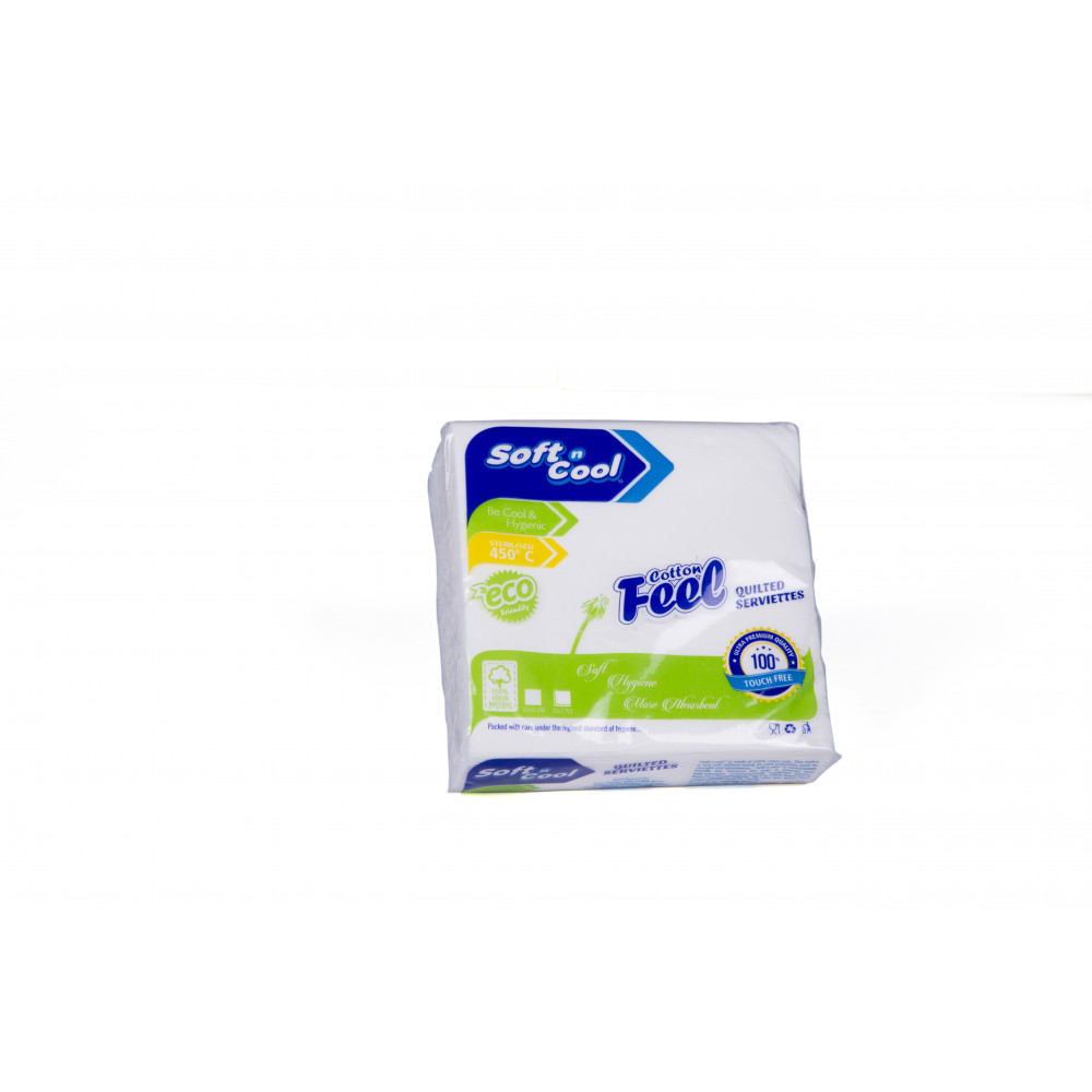SOFT N COOL COTTON FEEL NAPKIN 33 X 33 CM (1000 PIECES PER CARTON)