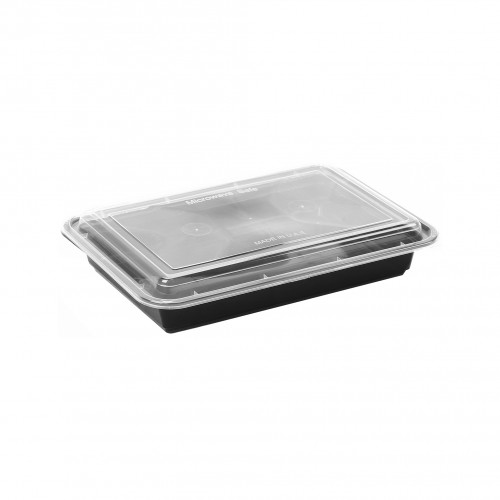 BLACK BASE RECTANGULAR CONTAINER 58 OZ BASE WITH LID (150 PIECES PER ...
