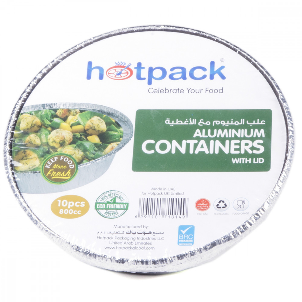 Aluminum Round Container 800cc- 800ml ( 10 Pieces X 20 Packs Per Carton )