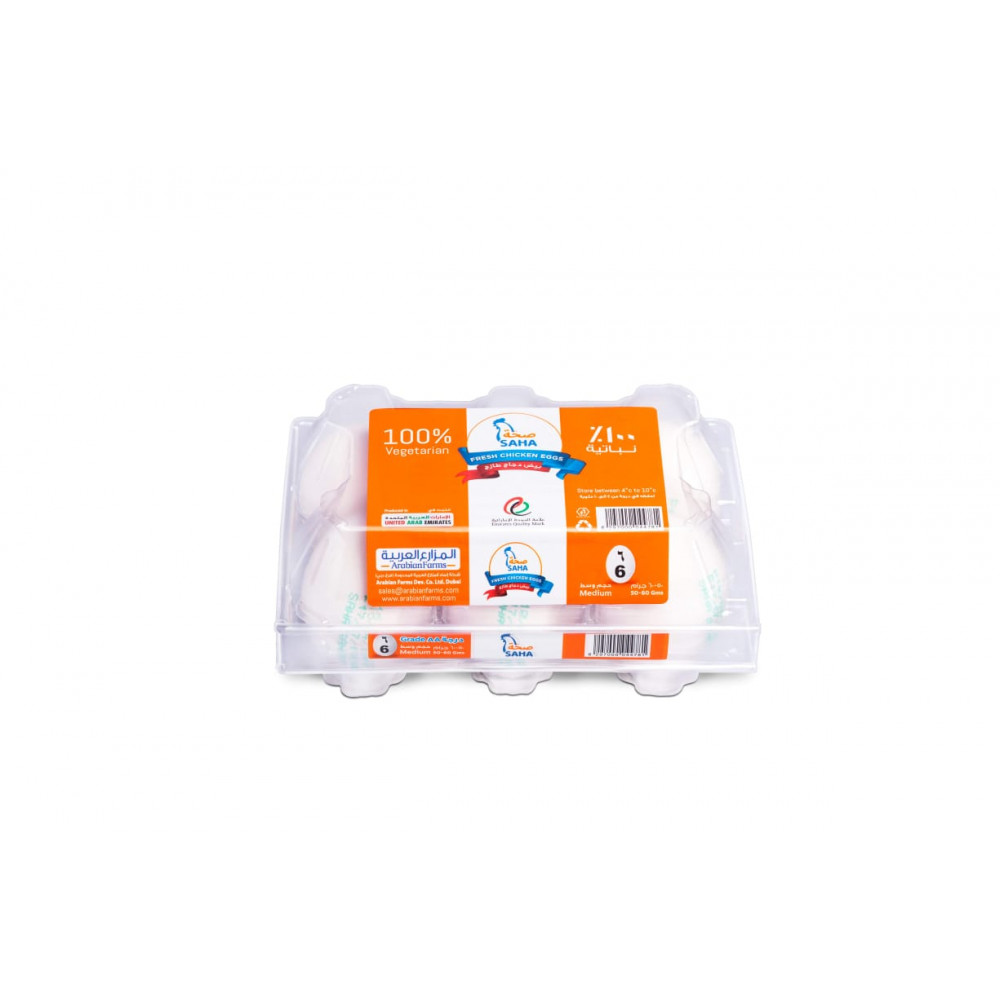 SAHA EGGS WHITE MEDIUM 6s ( 60 Tray Per Carton ) - Sinaha Platform