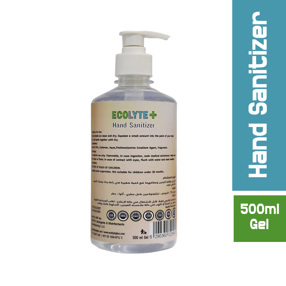 Hand Sanitizer 500ML Gel with Pump Bottle, (70% Ethyl Alcohol With ...