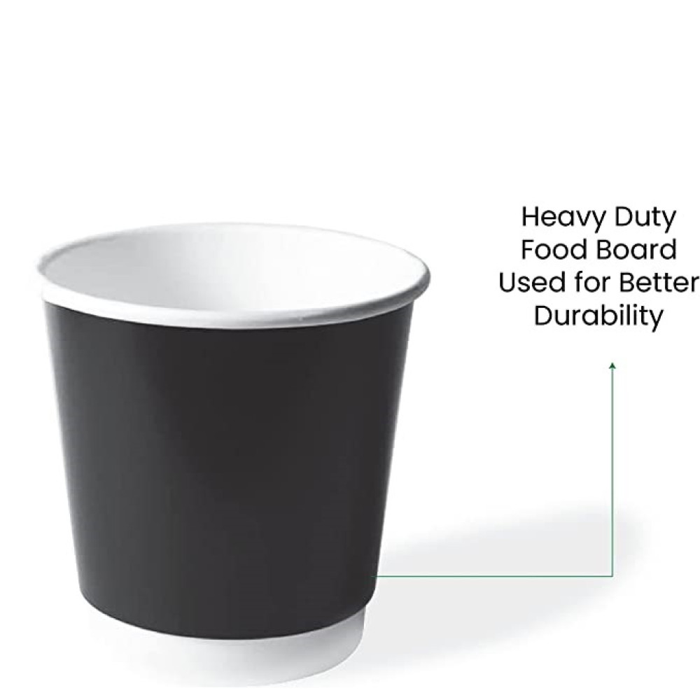 4oz Heavy Duty Double Wall Paper Cup Black
