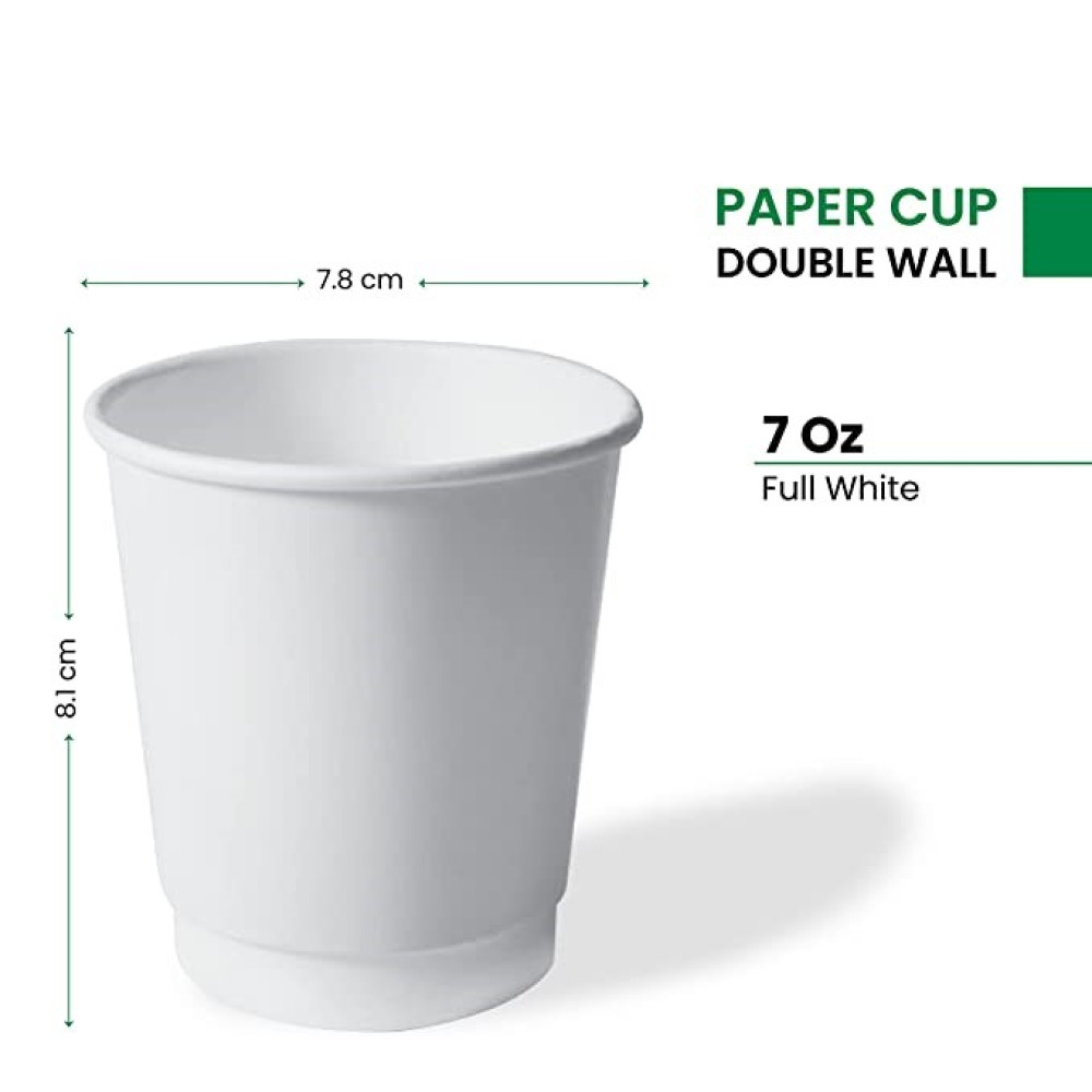 7oz Heavy Duty Double Wall Paper Cup Full White