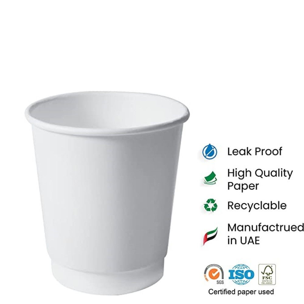 7oz Heavy Duty Double Wall Paper Cup Full White