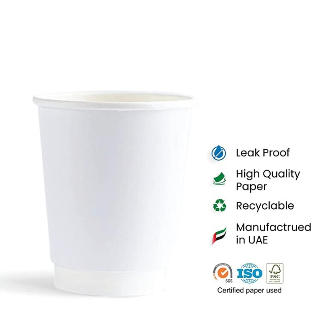 8oz Heavy Duty Double Wall Paper Cup Full White